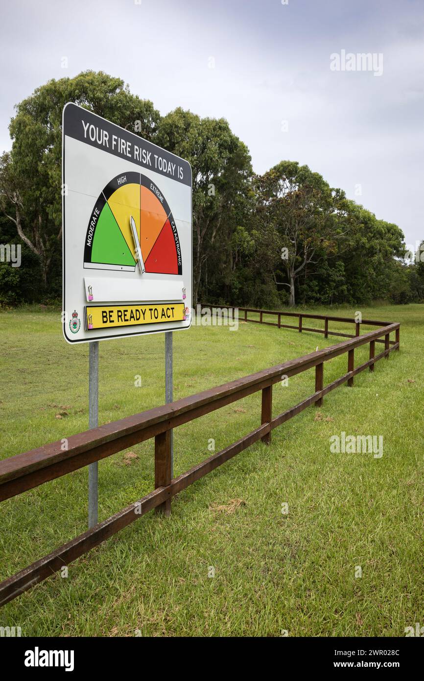 a fire danger sign on a lush green field in wooli nsw australia Stock ...