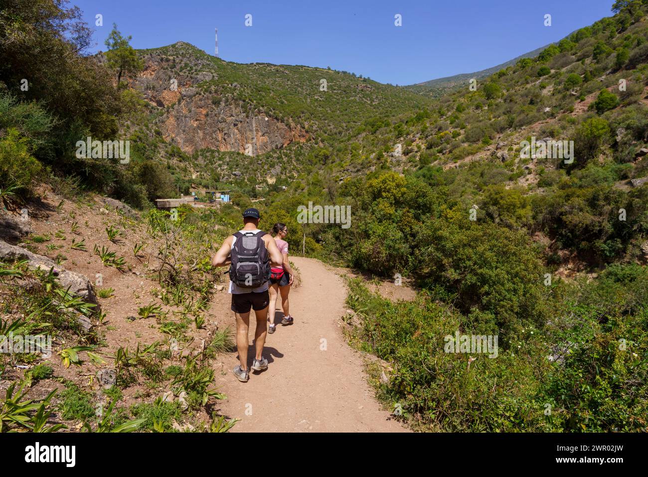 God's Bridge, hiker, Akchour, Talassemtane Nature Park, Rif region ...