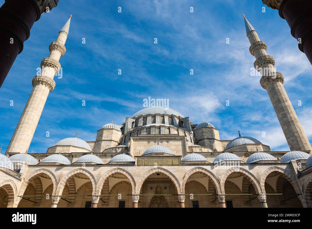 Suleymaniye Mosque view from courtyard. Ramadan or islamic concept ...