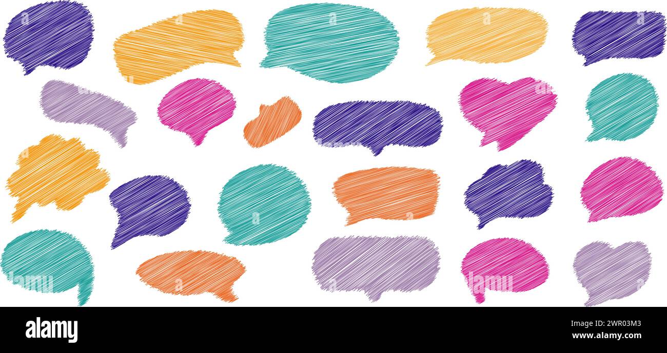 Set of scribble speech bubble text, chatting box, message box design ...