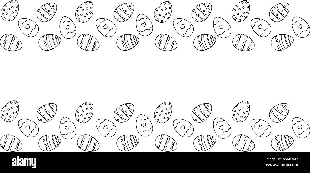 Beautiful border with Easter eggs composition. Seamless horizontal ...