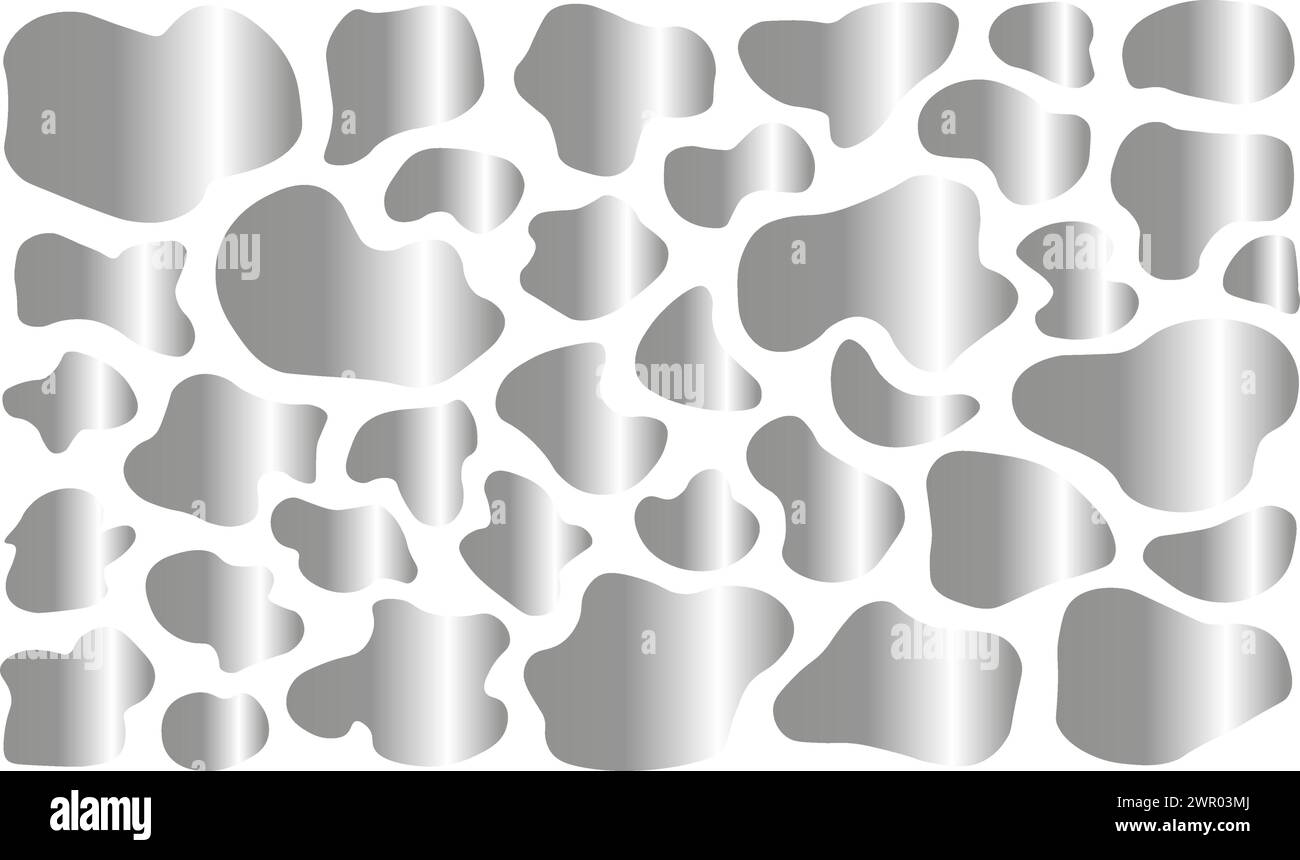 Set of silver organic shapes. liquid shapes, graphic design elements ...