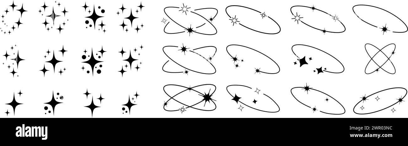 Set Y2k geometric shapes, minimalist frames with stars.Modern minimalist aesthetic line elements ...