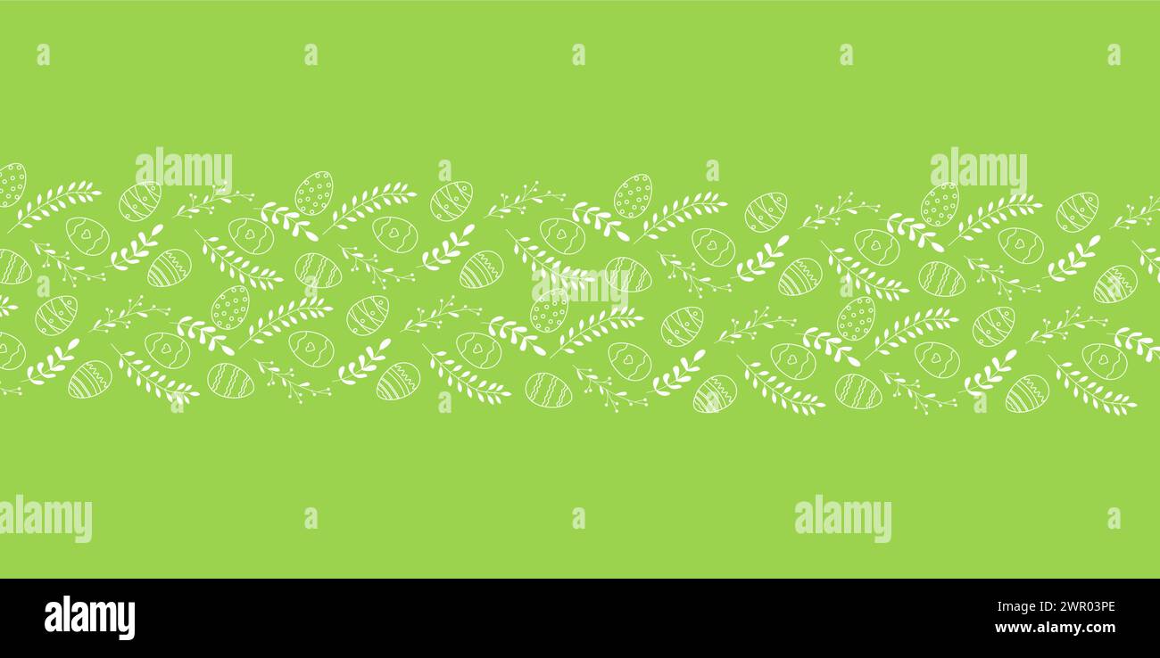 Beautiful border with Easter eggs composition. Seamless horizontal ...