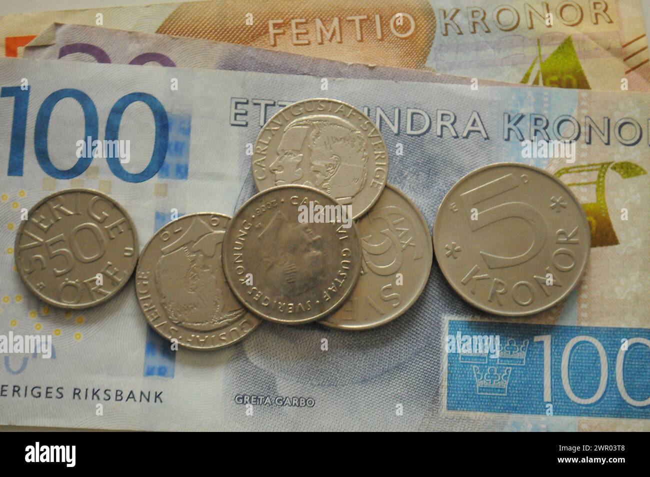 Copenhagen, Denmark /10 March 2024/.Swedish kronors in notes or bill ...