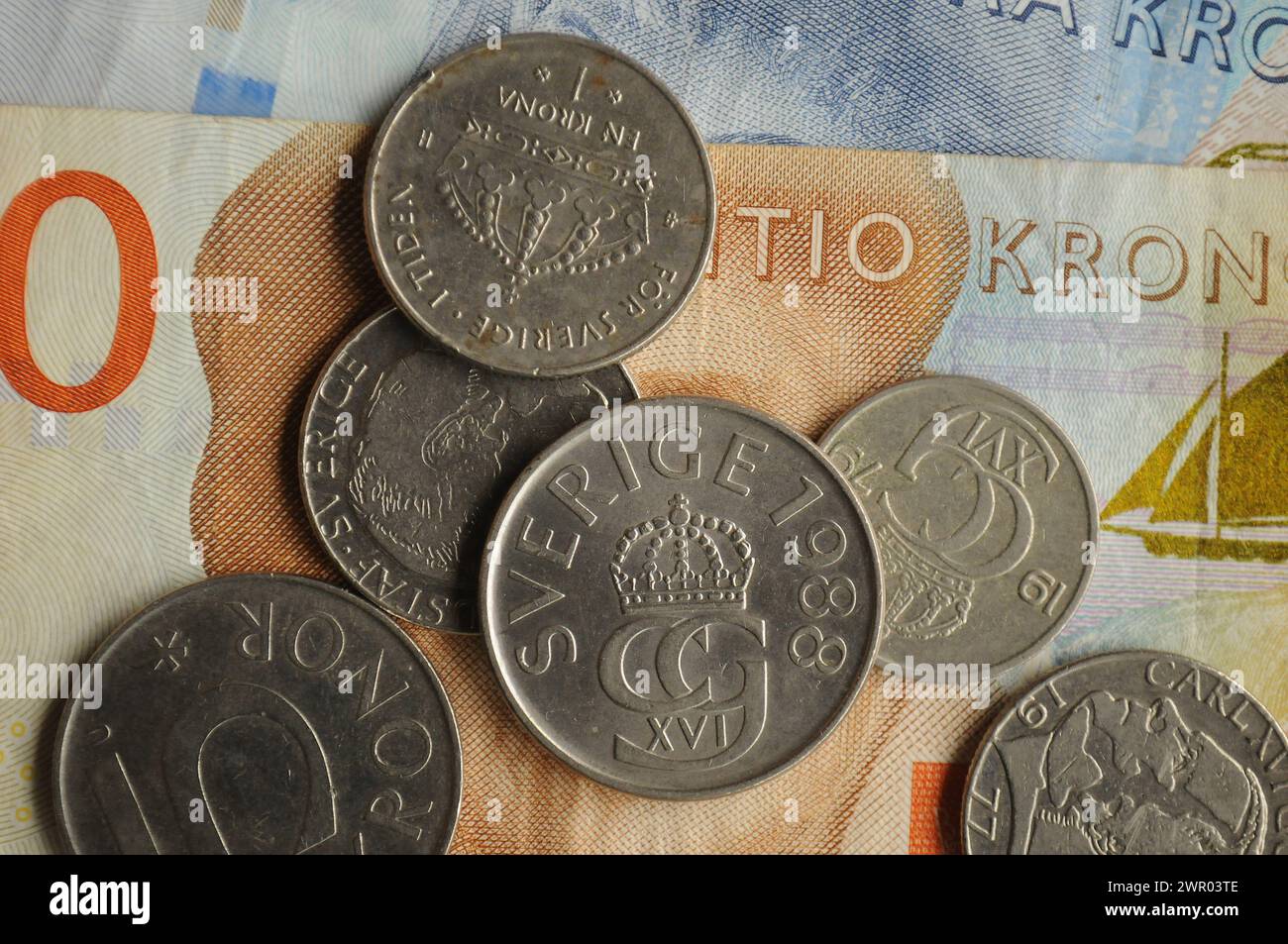 Copenhagen, Denmark /10 March 2024/.Swedish kronors in notes or bill ...