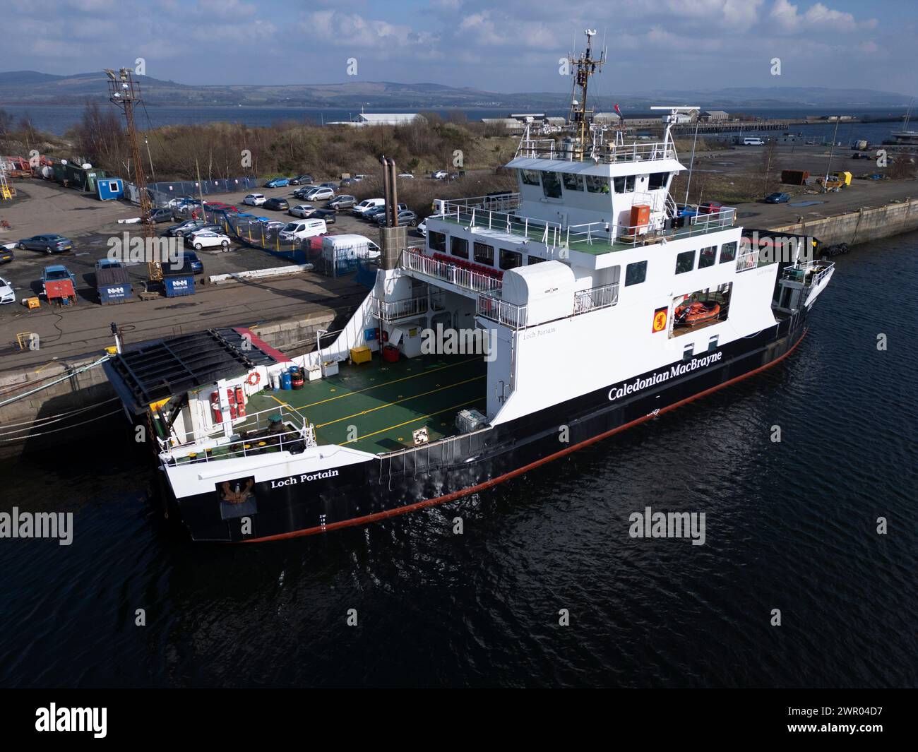 Loch Portain Caledonian MacBrayne ferry tied up at James Watt Dock in ...