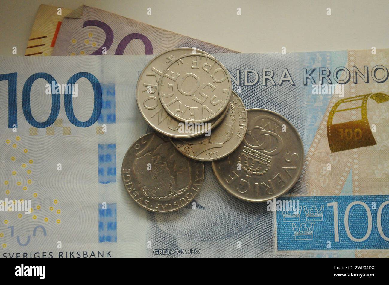 Copenhagen, Denmark /10 March 2024/.Swedish kronors in notes or bill ...