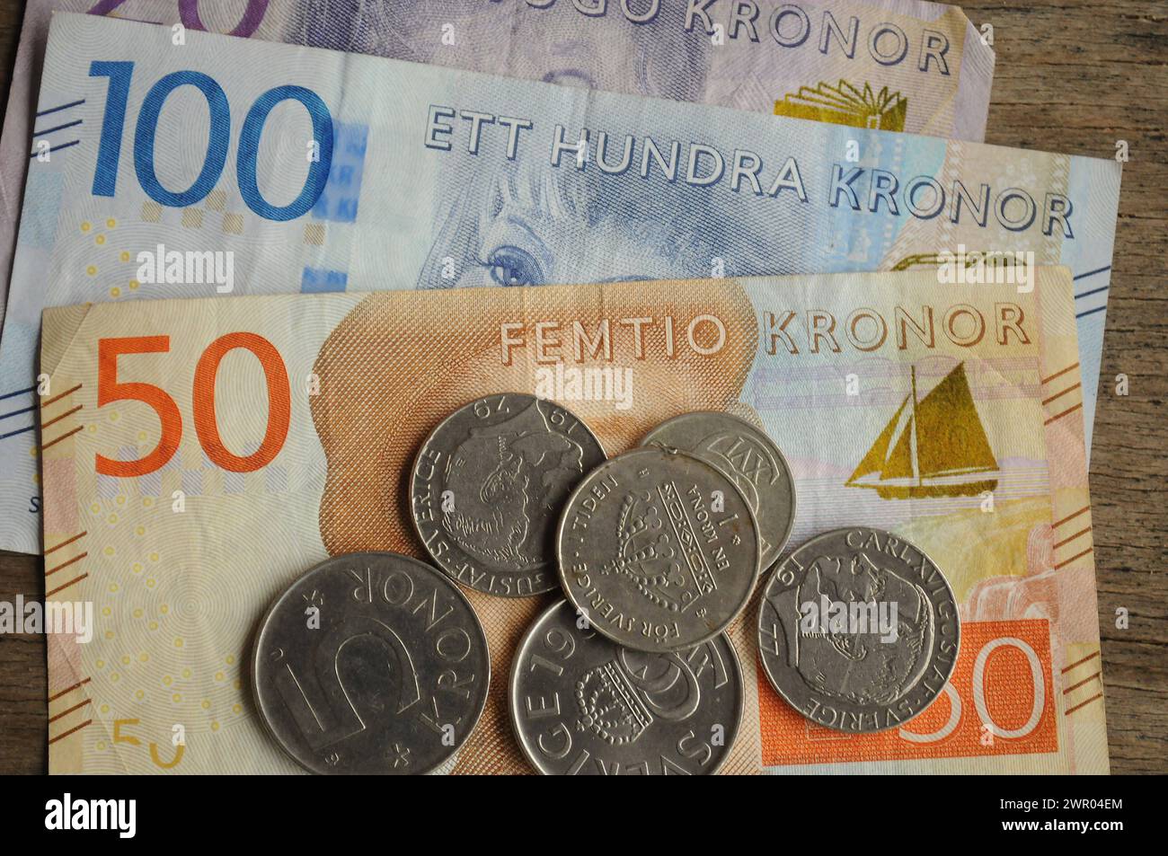 Copenhagen, Denmark /10 March 2024/.Swedish kronors in notes or bill ...