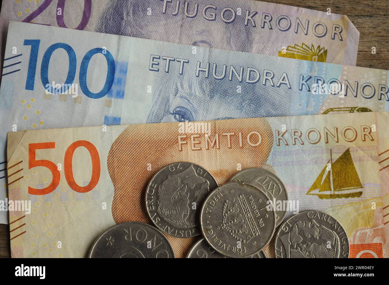 Copenhagen, Denmark /10 March 2024/.Swedish kronors in notes or bill ...