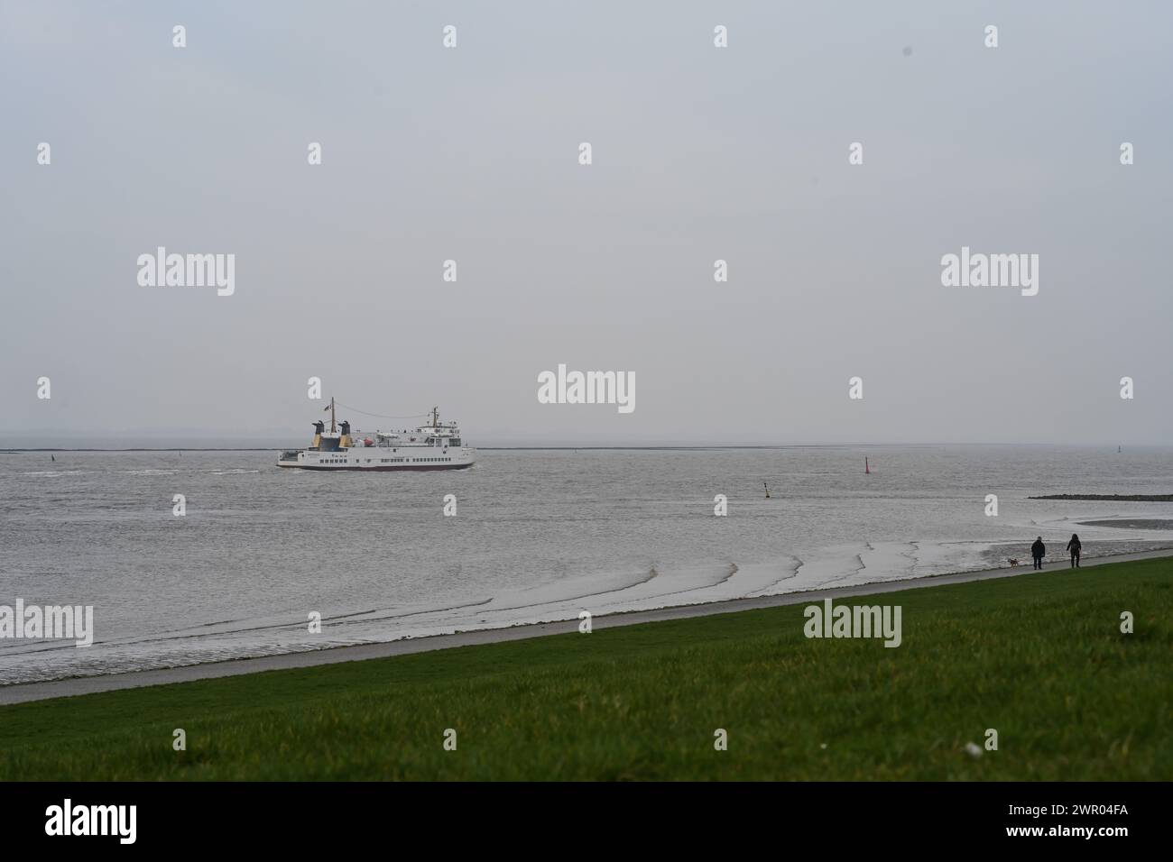 Emden, Germany. 10th Mar, 2024. The ferry "Westfalen" leaves the port ...