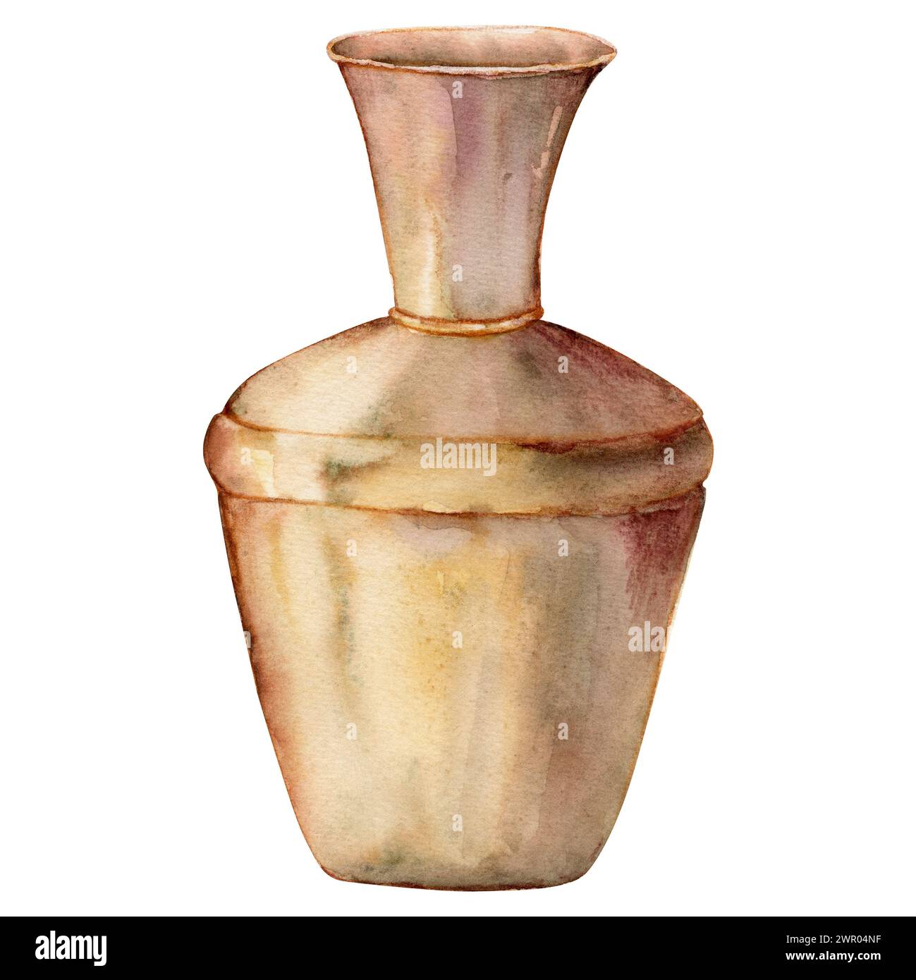 Hand drawn watercolor illustration shabby boho bouquet ikebana copper ...