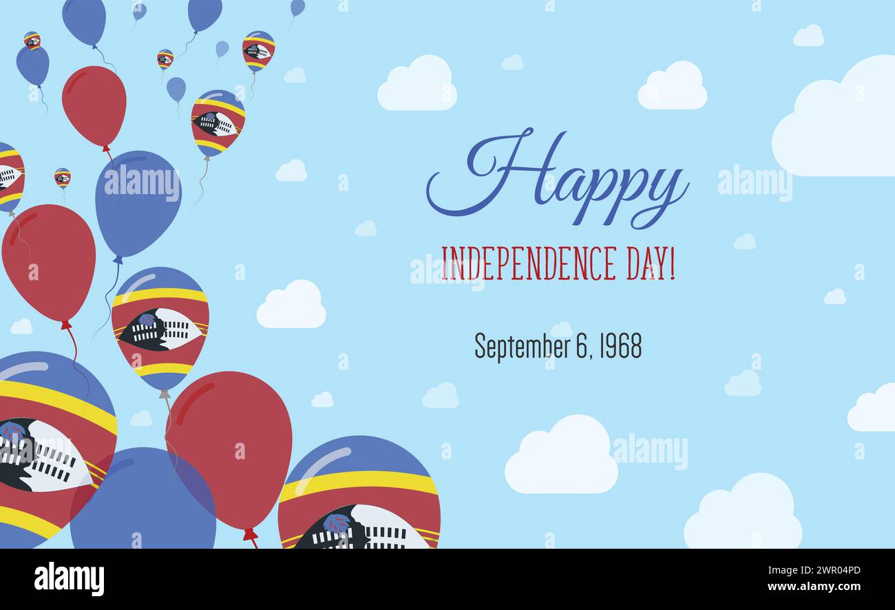Swaziland Independence Day Sparkling Patriotic Poster. Row of Balloons ...
