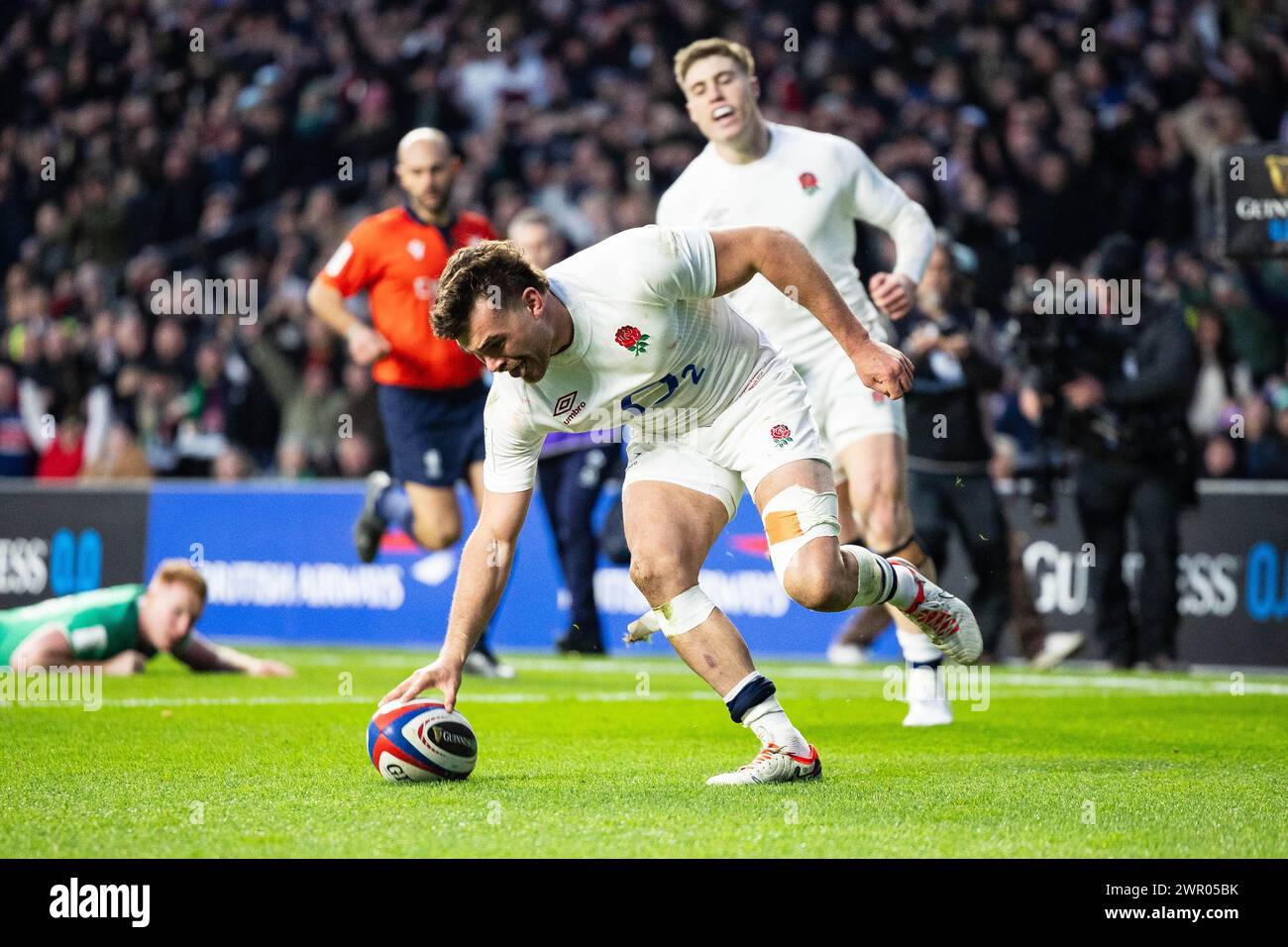 George Furbank of England scores his sides second try during the 2024 ...