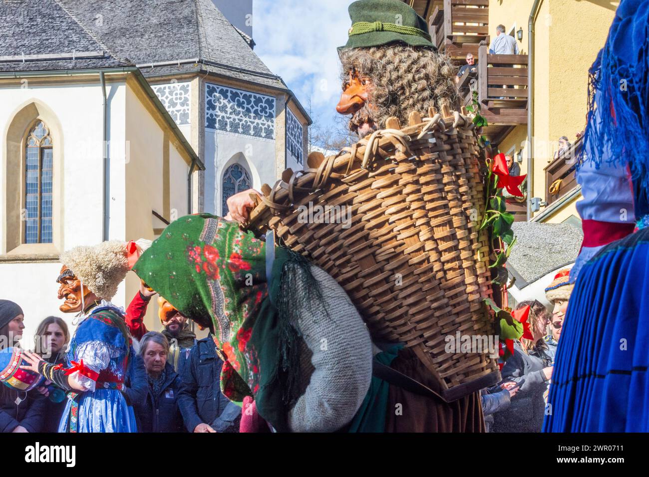 Imst: Imster Schemenlaufen (carnival), figure Korbweible in Imst, Tirol ...