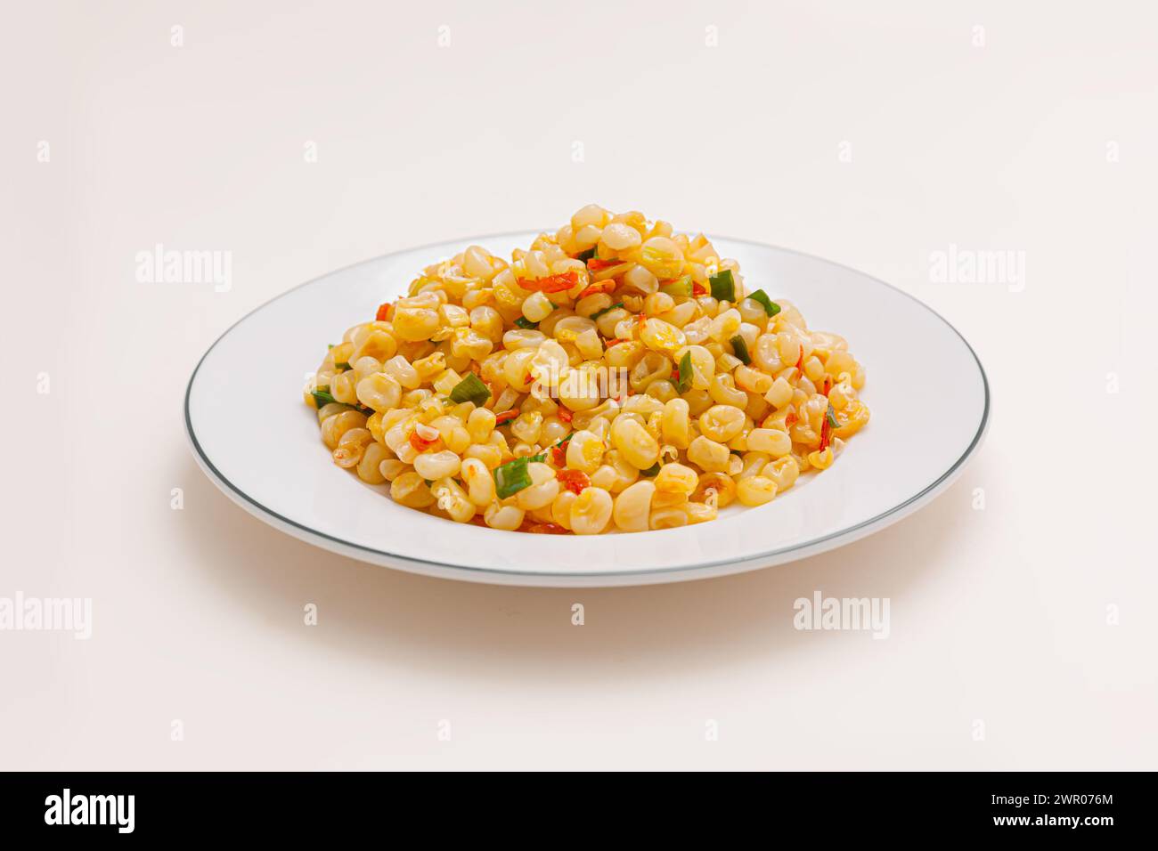 Bap Xao, Stir fried corn with onion, Vietnamese food isolated on white ...