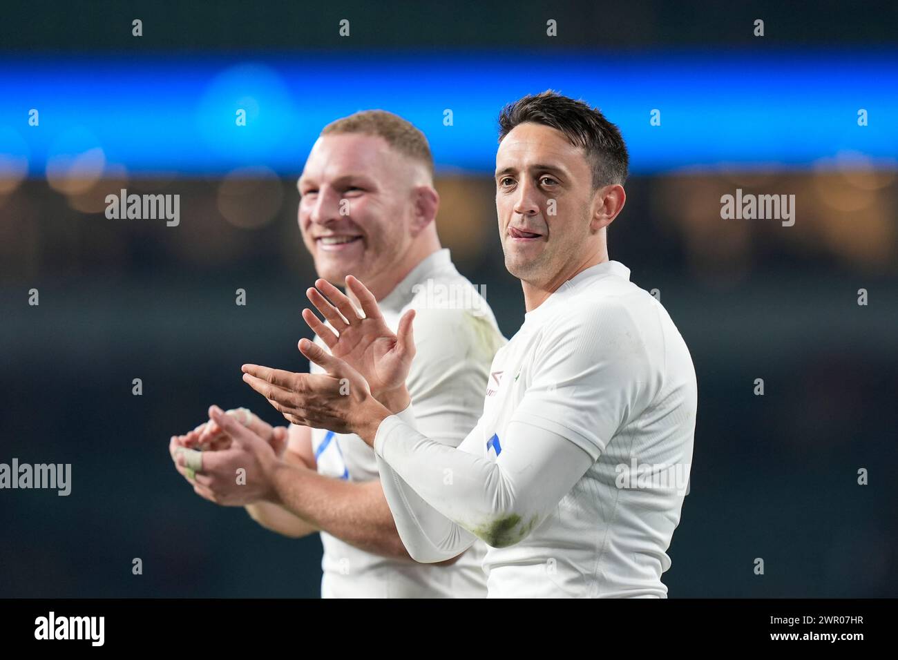 Alex Mitchell of England and Sam Underhill of England salute the fans ...