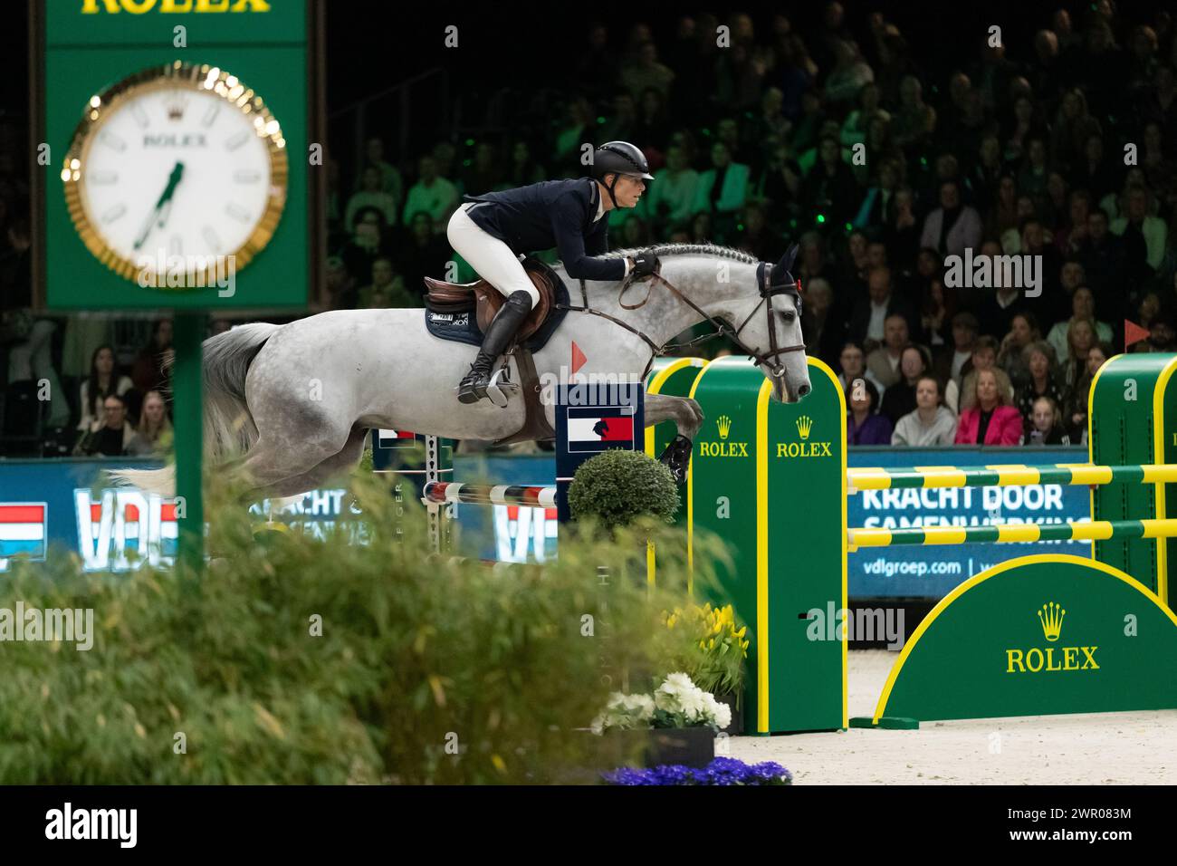 DenBosch, Netherlands - March 9, 2024. Max Kuhner of Austria riding EIC ...