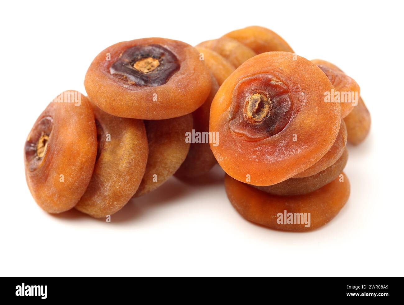 dried persimmon on white background Stock Photo - Alamy
