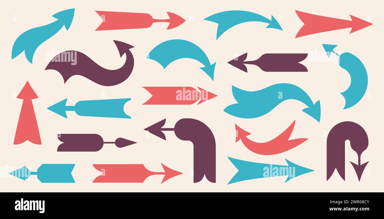 Vintage Direction Arrows Retro Navigation Icons Old Simple Cursor Banner Retro Target And