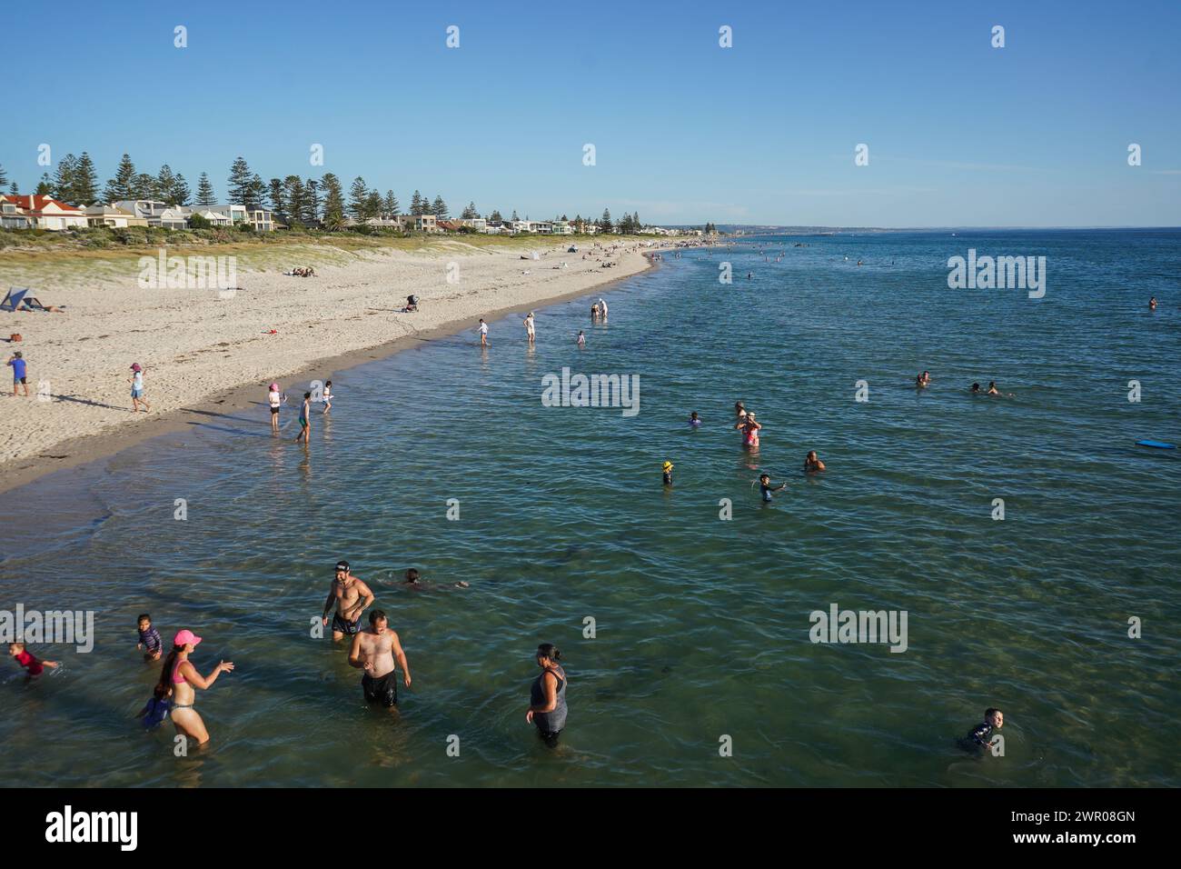Adelaide, SA Australia 10 March 2024 . People flock to the beach in the ...
