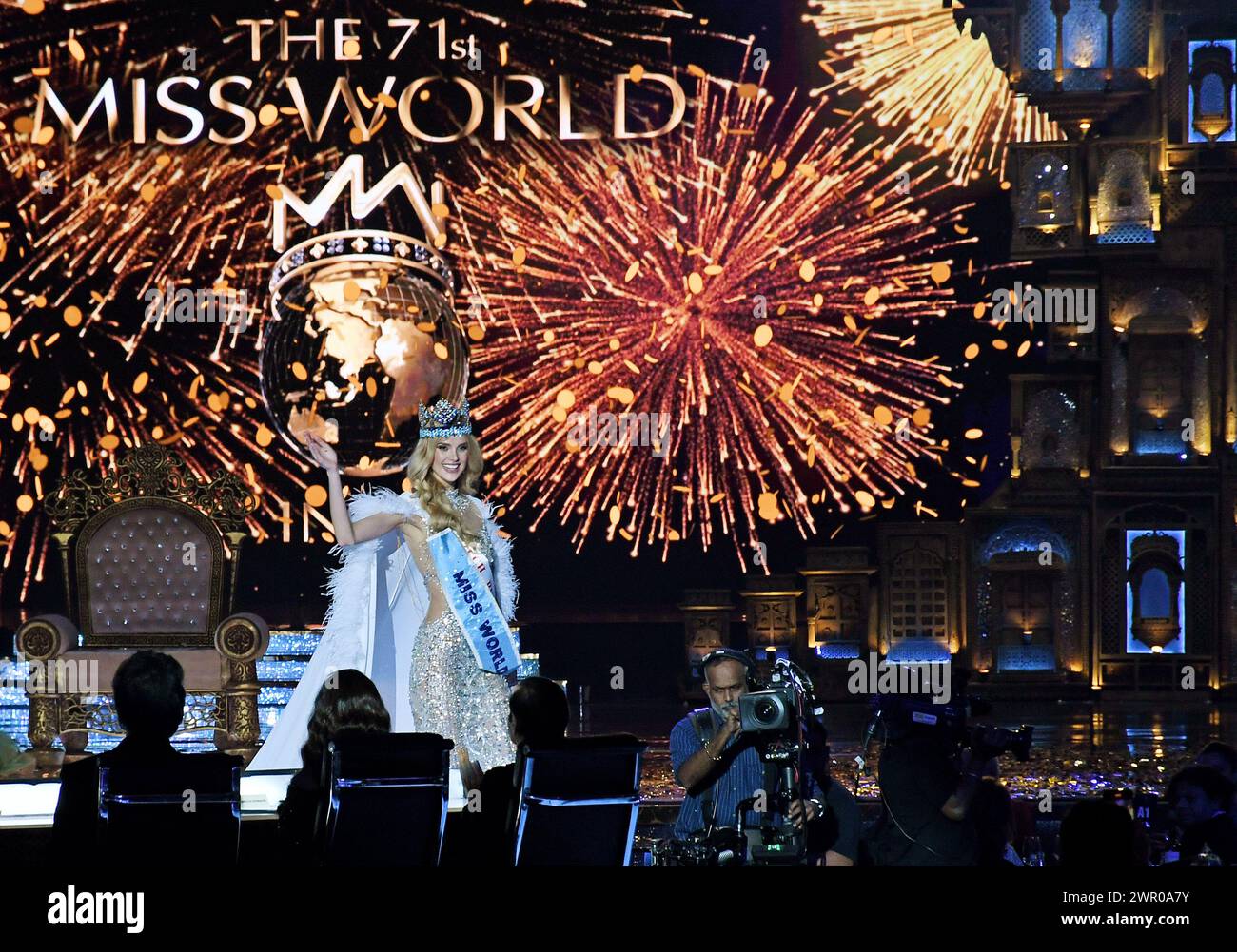 Czech Republic's Krystyna Pyszkova waves to the audience (not in ...