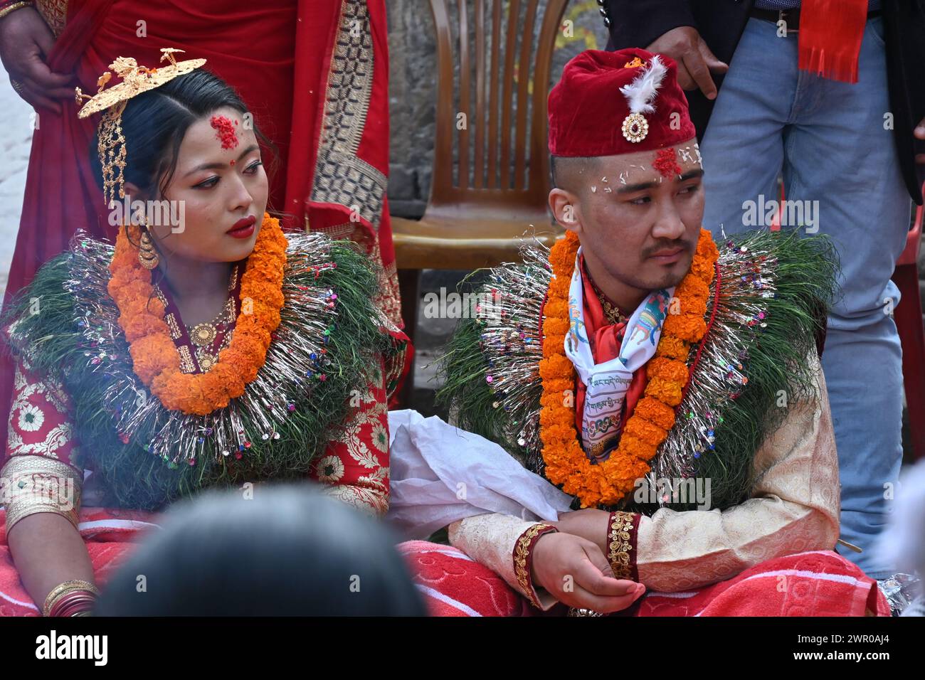 Nepalese couple getting married in a typical newari wedding in the ...
