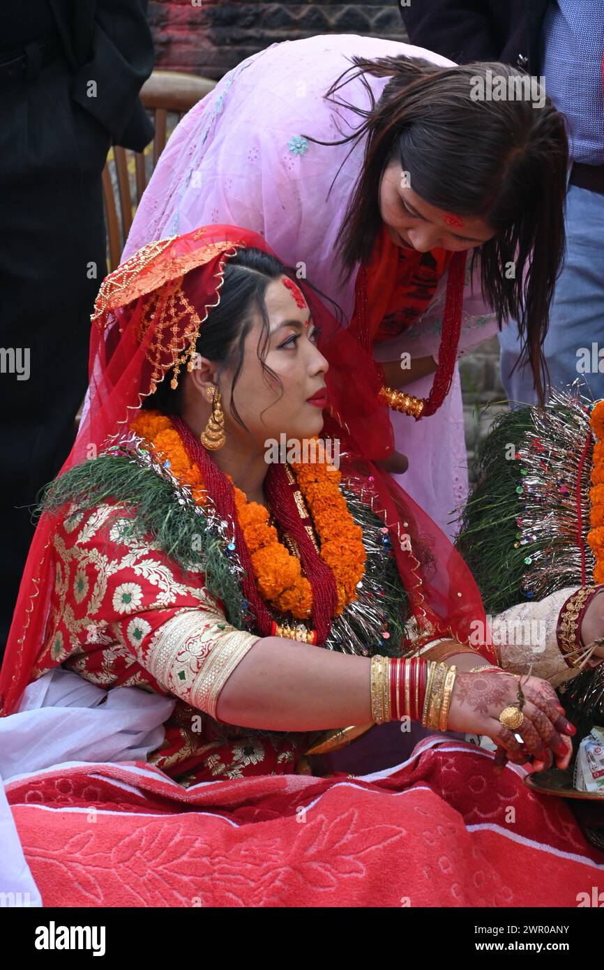 Nepalese woman getting married in a typical newari wedding in the ...