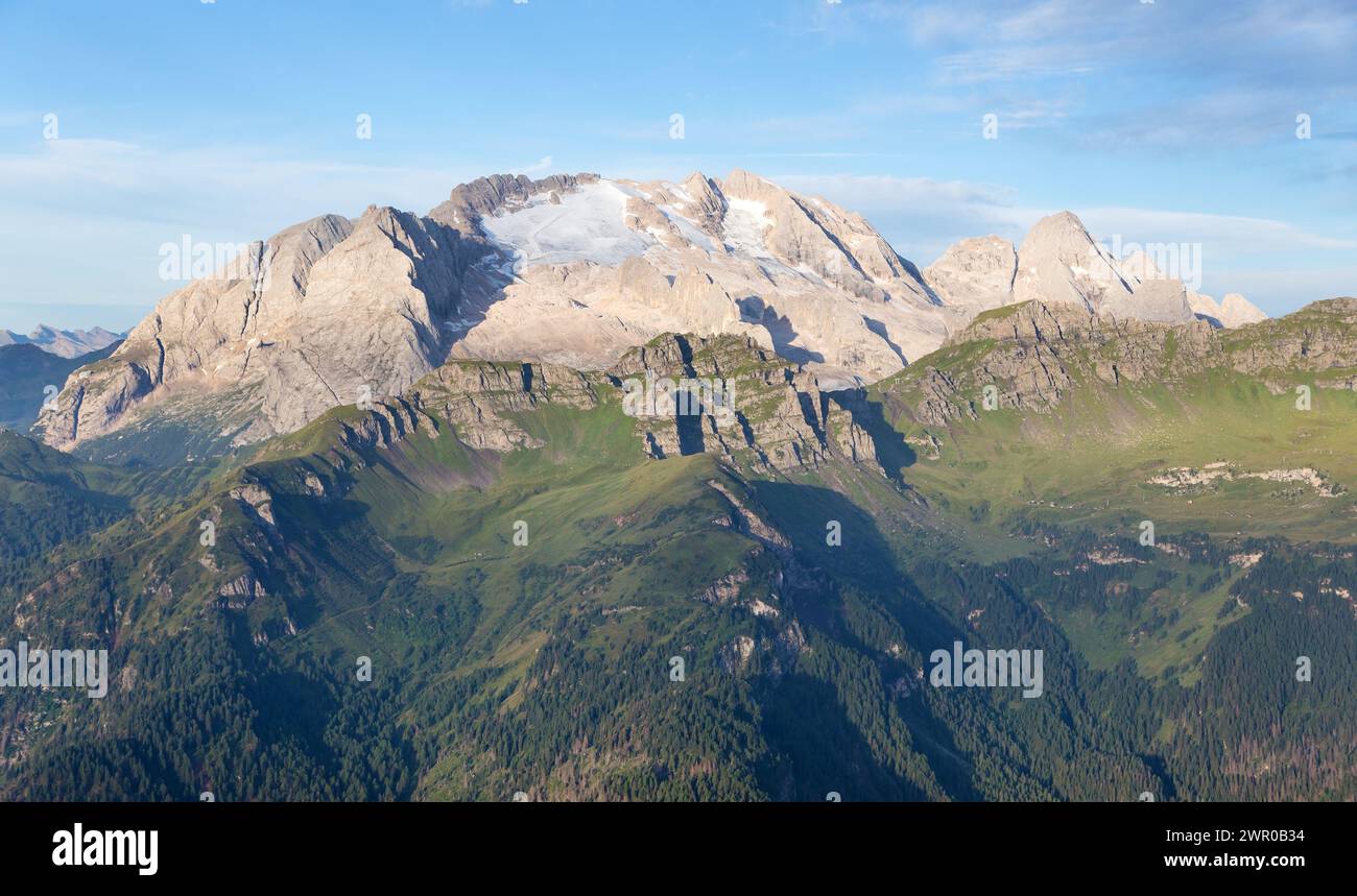 View of mount Marmolada, the highest peak of Alps Dolomites mountains ...