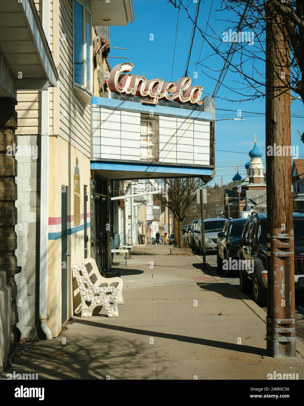 Angela Triplex Theatre vintage sign, Coaldale, Pennsylvania Stock Photo ...