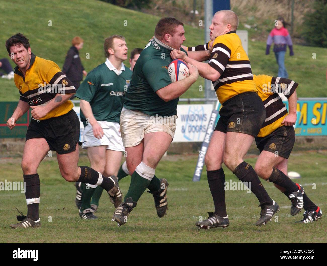 HAWICK V CURRIE, BT CELLNET CUP SEMI FINAL, 30/3/02. Hawick's Craig ...