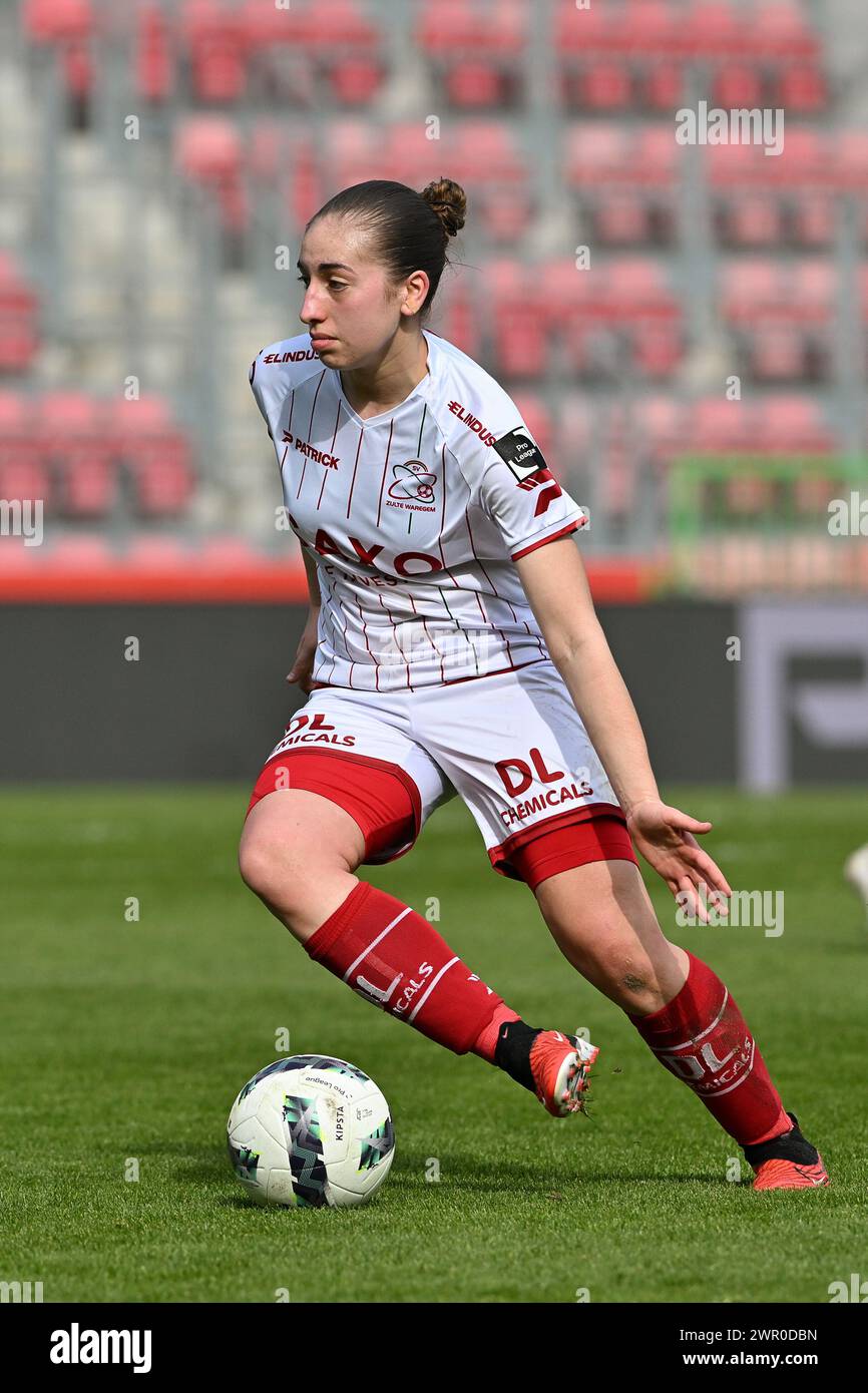 Waregem, Belgium. 09th Mar, 2024. Lena Hubaut (8) of Zulte-Waregem ...