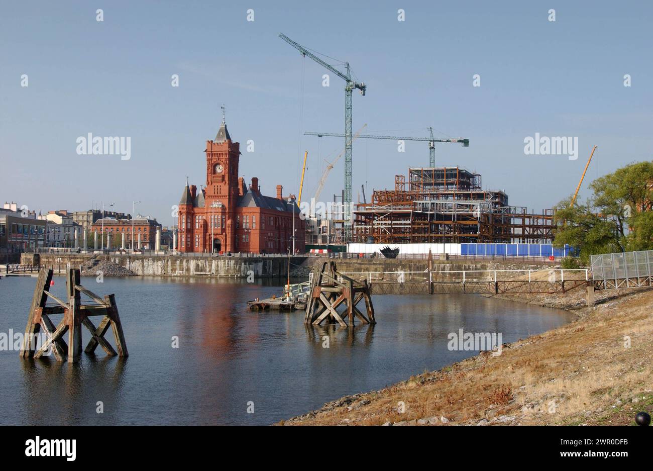 The Pier Head Building, Cardiff Bay with the new Welsh Arts Centre and ...