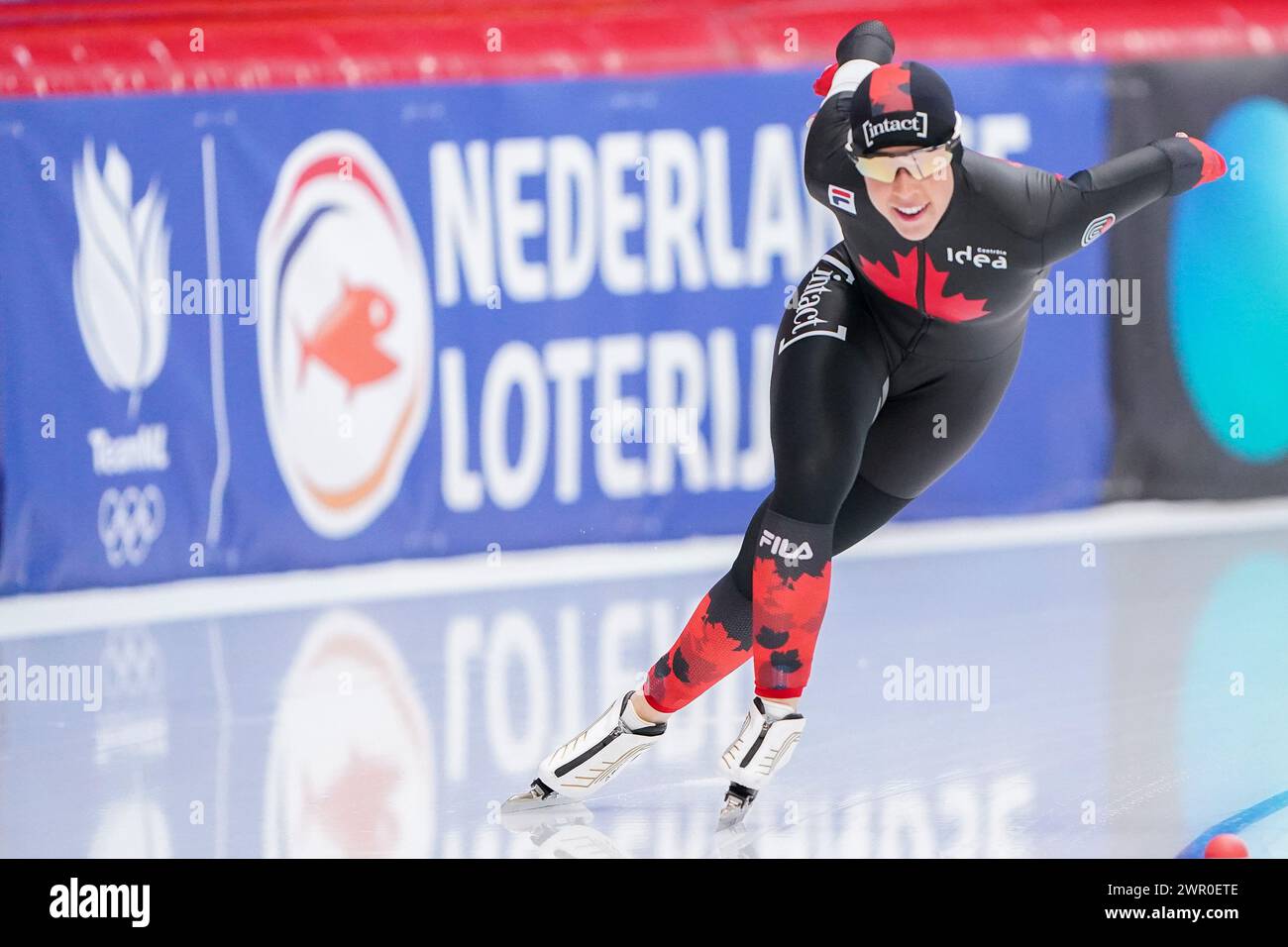 INZELL, GERMANY - MARCH 9: Valerie Maltais of Canada competing on the ...