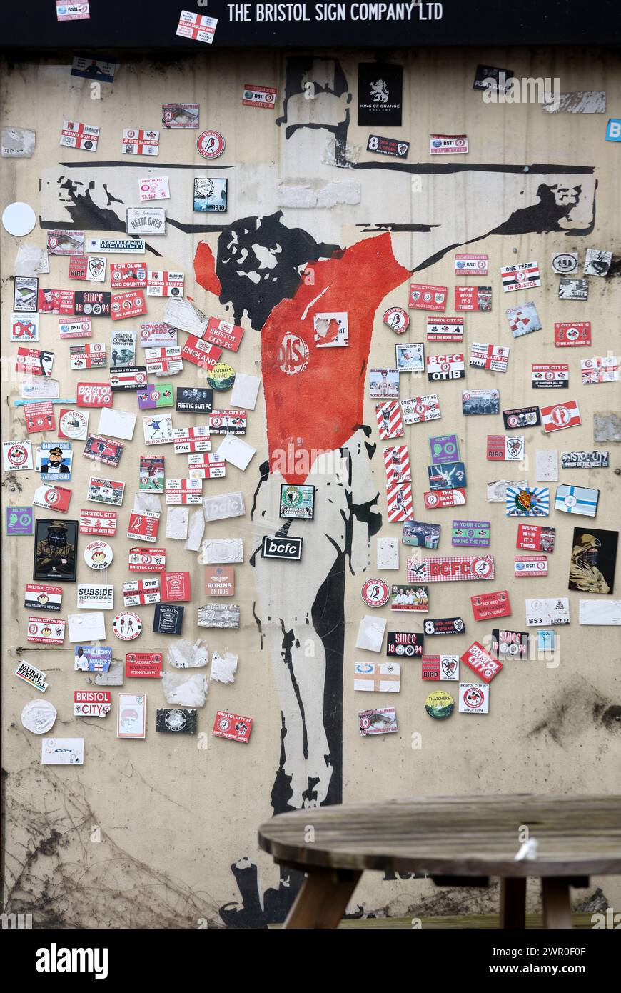 Bristol City Jesus Christ mural graffiti near the ground before the Sky ...