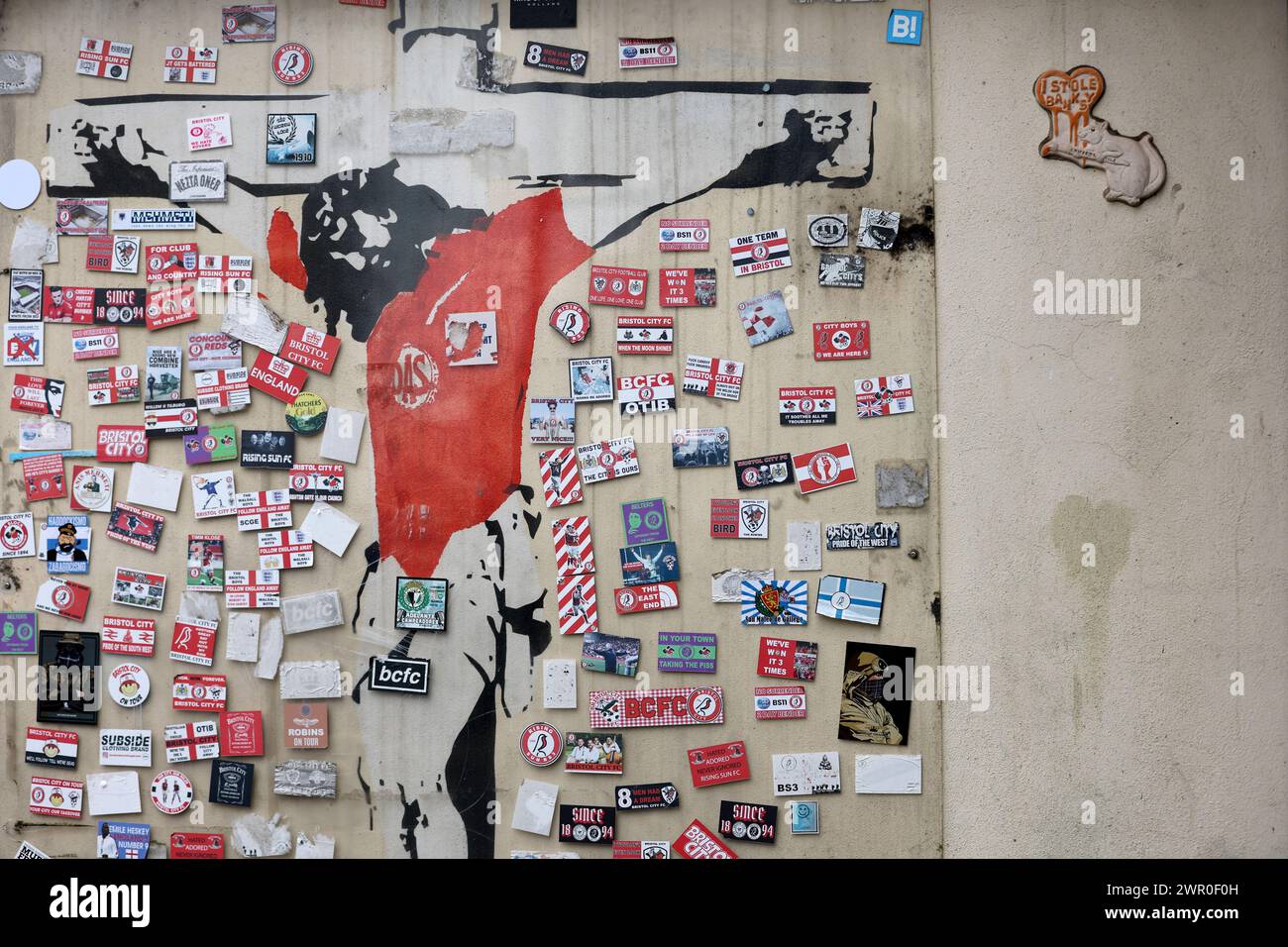Bristol City Jesus Christ mural graffiti near the ground before the Sky ...