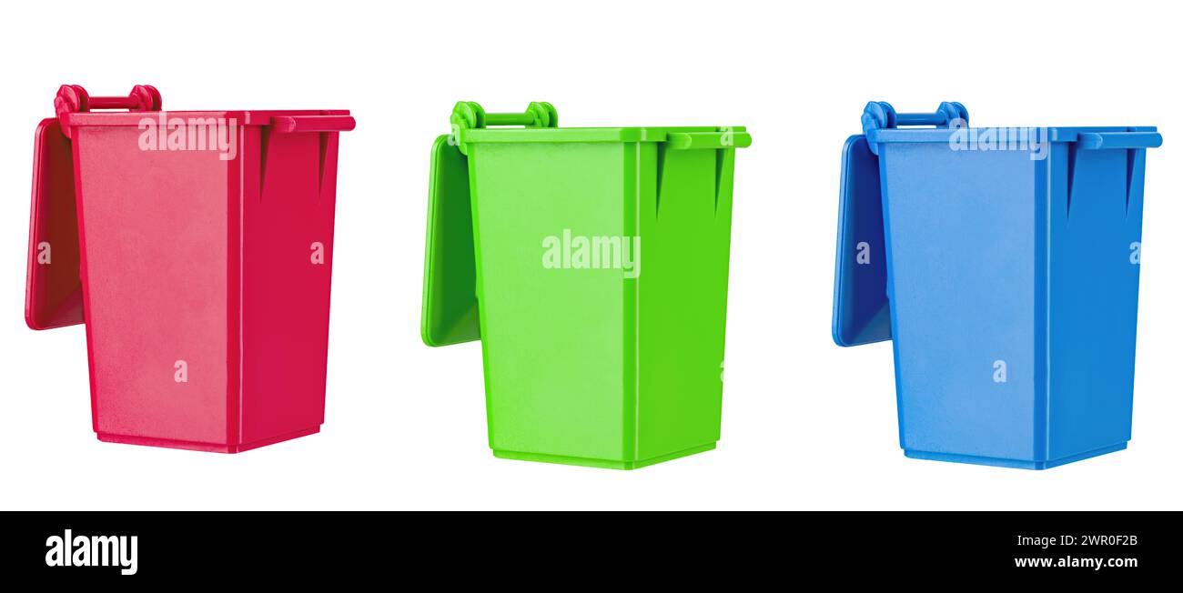 Set large plastic bin isolated on white background. Garbage containers ...