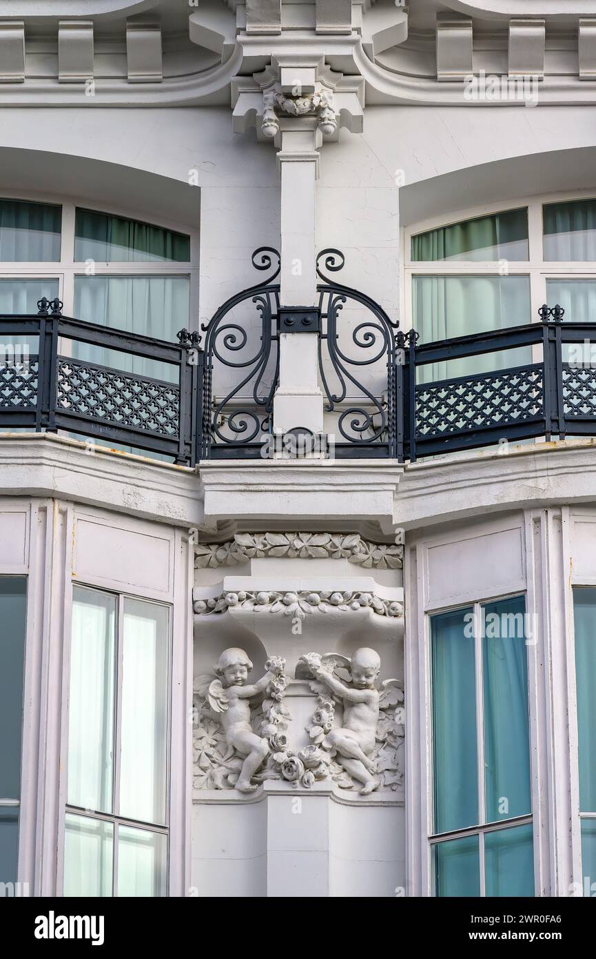 Architectural features of ME Madrid Reina Victoria hotel, Madrid, Spain ...