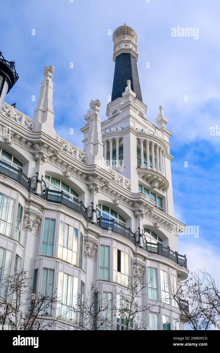 Architectural features of ME Madrid Reina Victoria hotel, Madrid, Spain ...