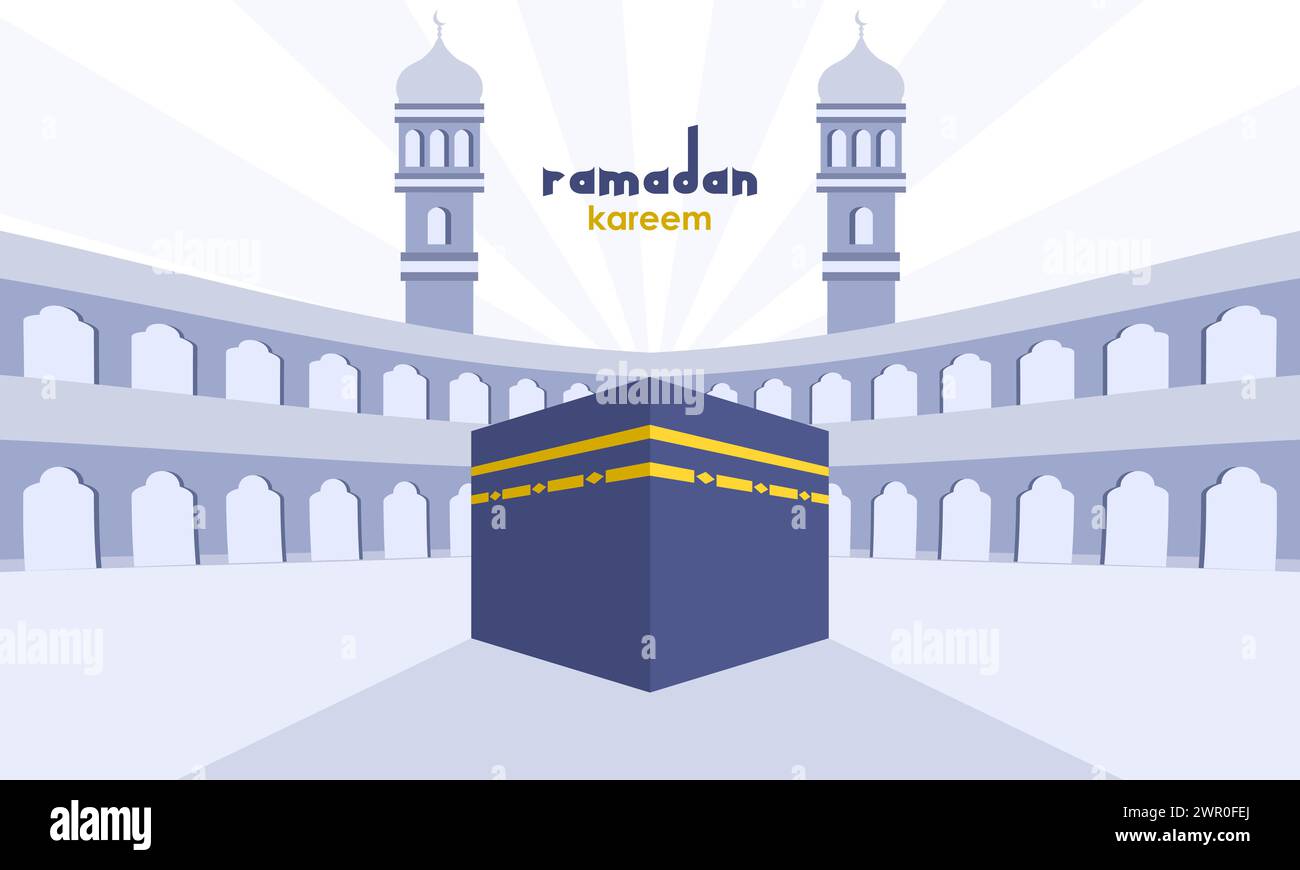 Kaaba in Al-Haram Mosque at Mecca, Saudi Arabia. Ramadan Kareem ...