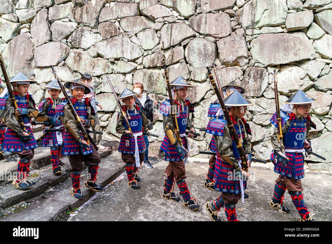 Japanese children dressed as Teppou ashigaru soldiers with matchlock ...