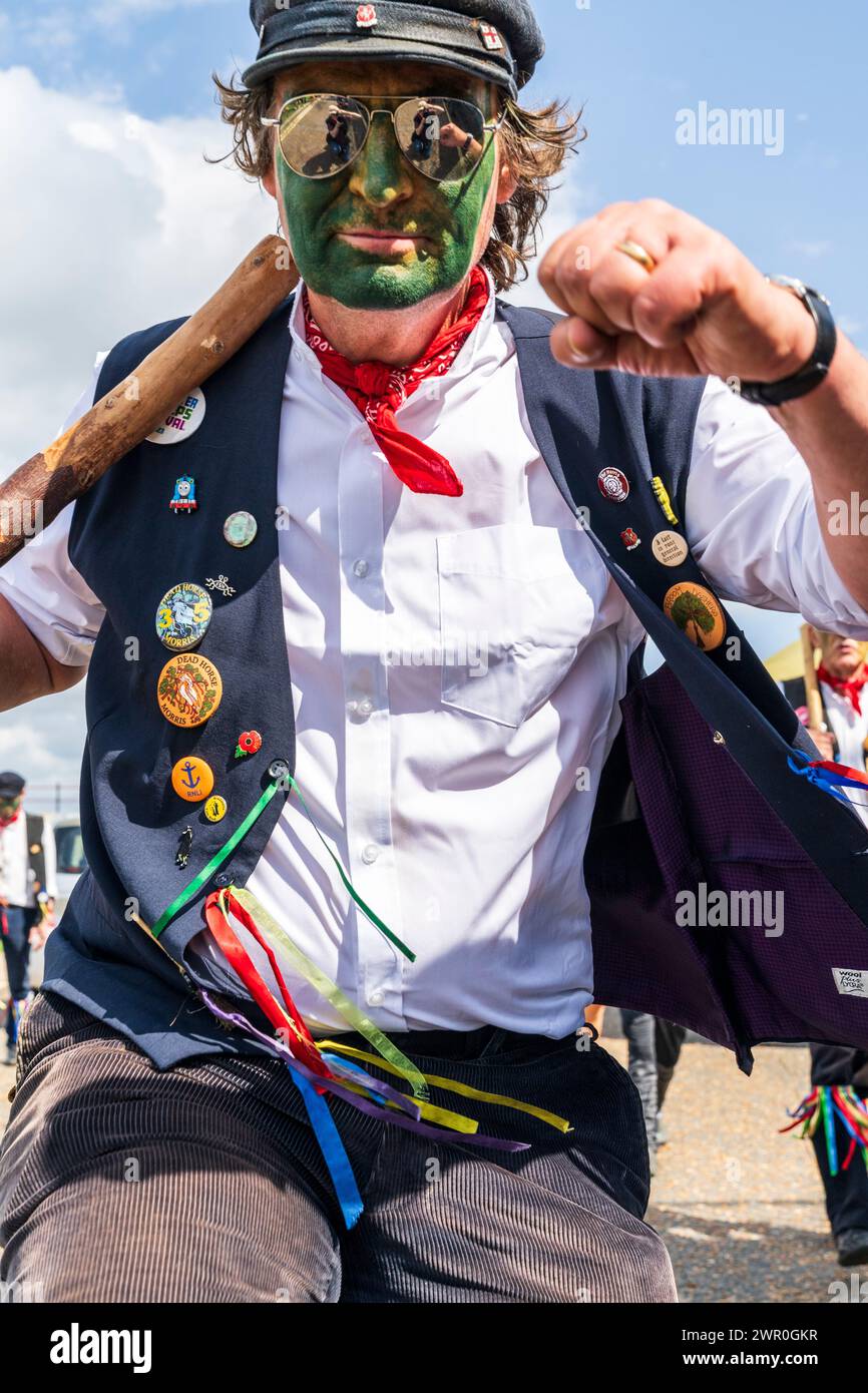 Close up of a Morrisman with green painted face from the Dead Horse ...