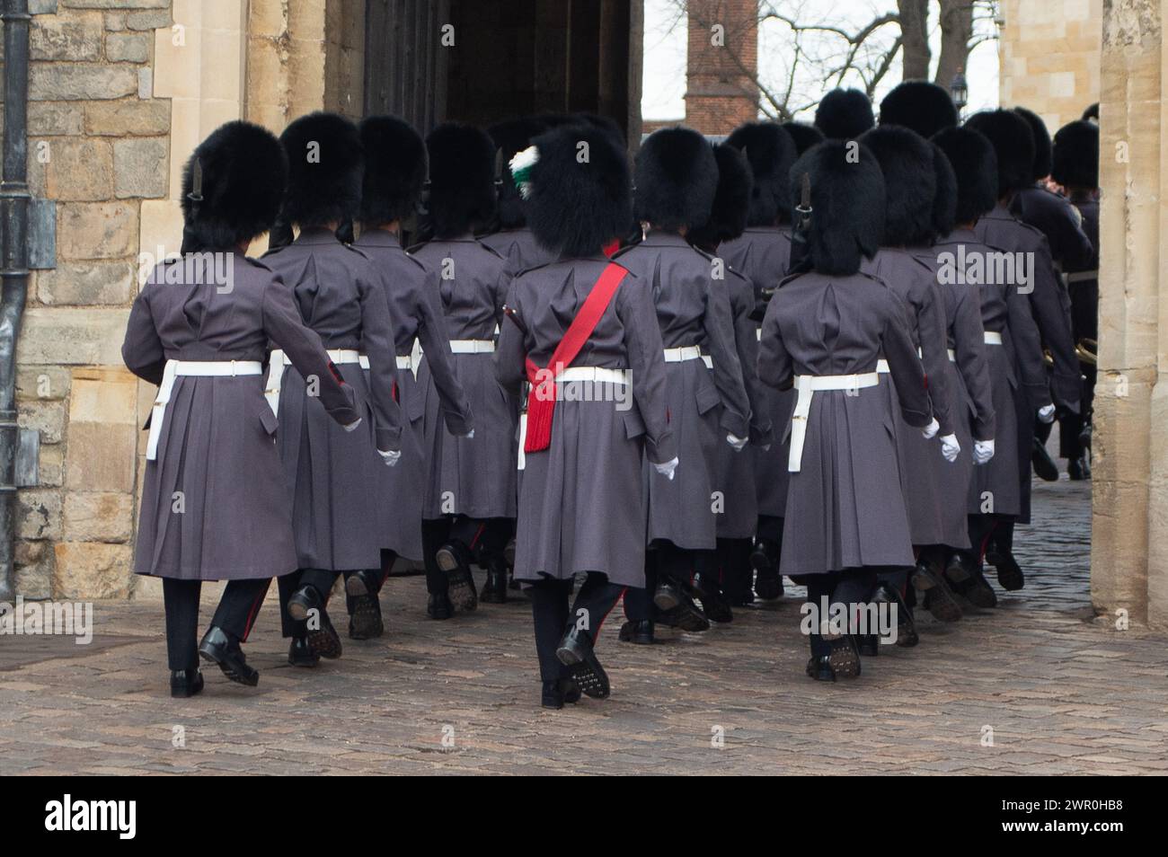 Windsor, Berkshire, UK. 9th March, 2024. Soldiers en route from ...