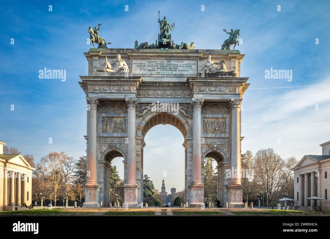 The triumphal arch known as Arco della Pace, or the Arch of Peace with ...