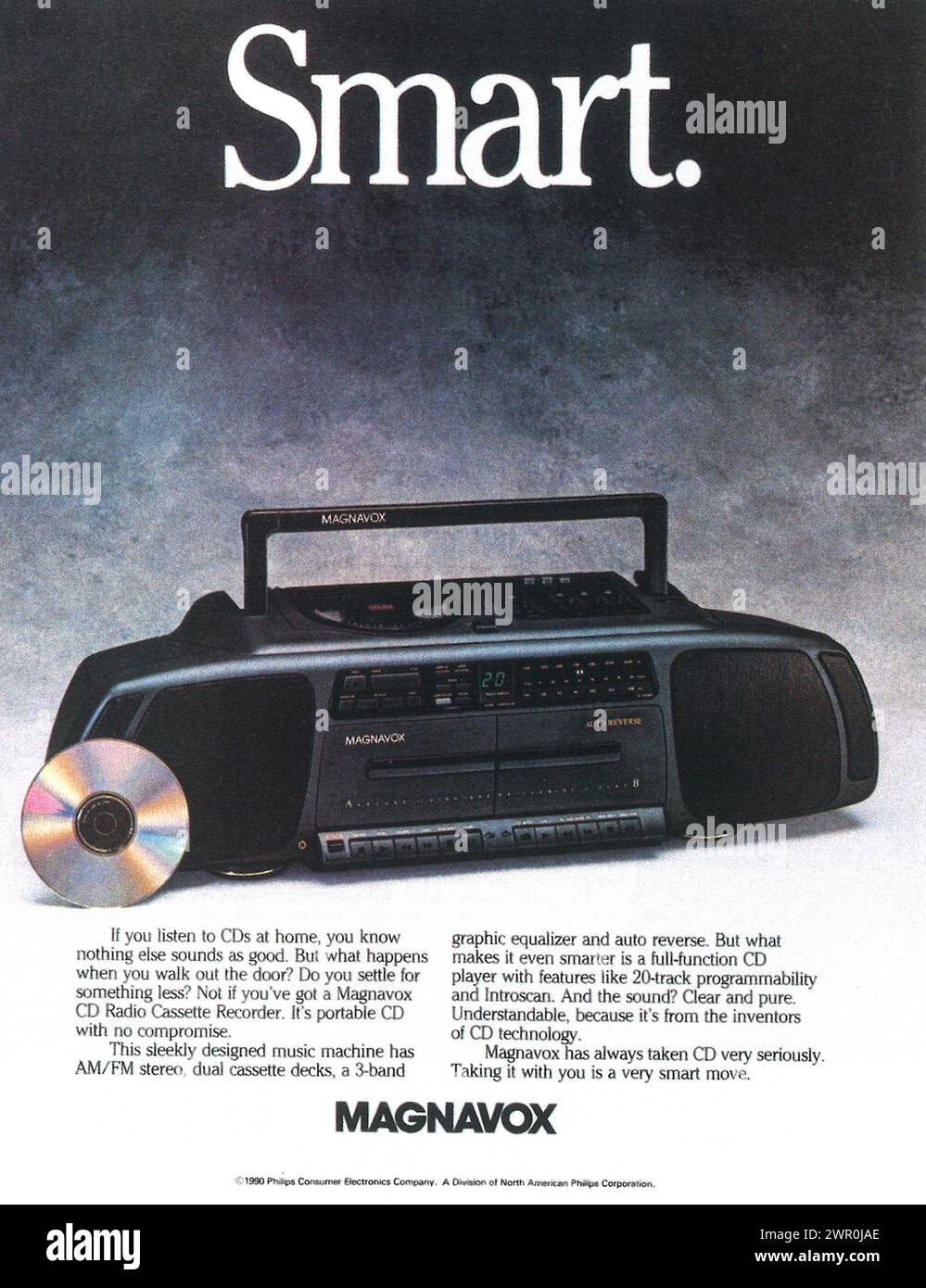 1991 Magnavox Portable CD Radio Stereo Cassette Recorder ad Stock Photo ...