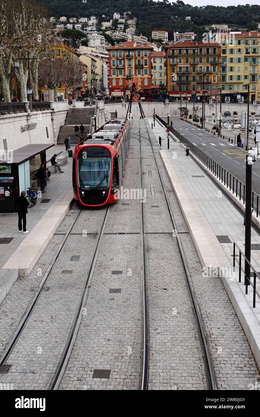 Airport line tram parked at Port Lympia, Quai Napoléon 1er, Nice ...