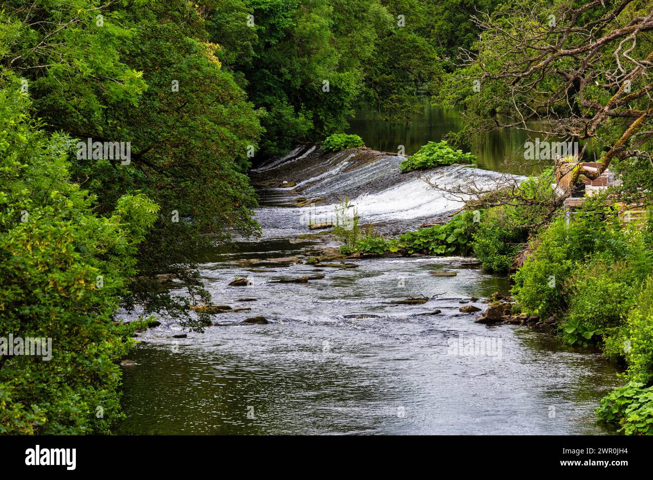 The River Derwent and a Weir near Froggatt and below Curbar Edge in the ...