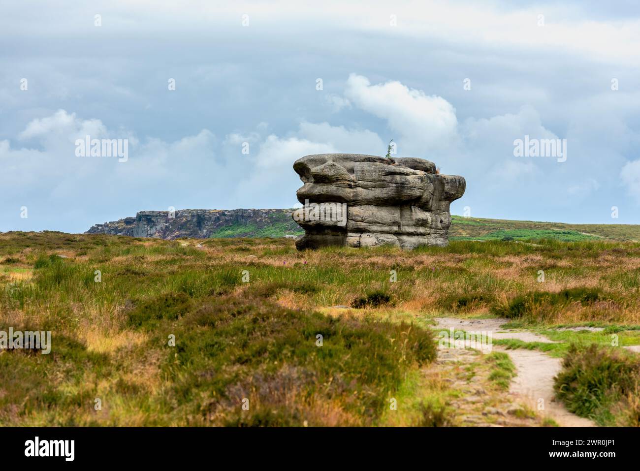 Eagle rock on Curbar Edge in the Peak District, Derbyshire, England ...