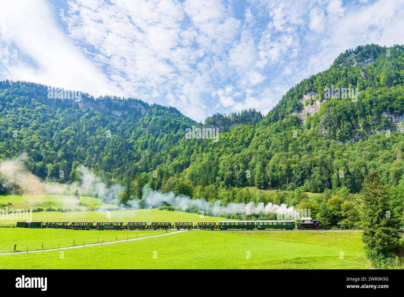 Schwarzenberg: steam train on the Sporenegg Bridge of Bregenz Forest ...