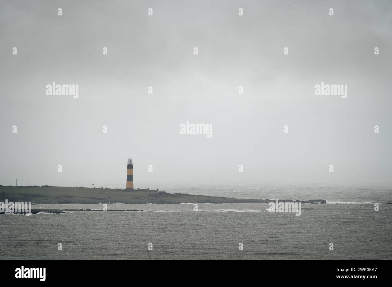 St John's Point lighthouse, County Down, Northern Ireland with a flat ...